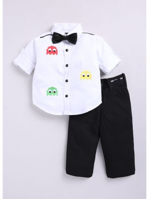 Buy Little Collars Boys Pacman Embroidered Shirt Pant and Bow Tie (Set ...