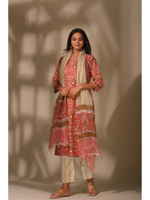 Buy DIMPLE DESIGN STUDIO Carrot Red Suit (Set of 3) Online