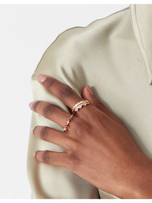 Buy Accessorize London Women's Amber Pack of 5 Ring Online