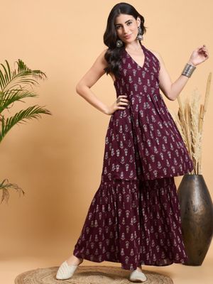 Buy InWeave Printed Backless Kurta and Sharara (Set of 2) (S) Online