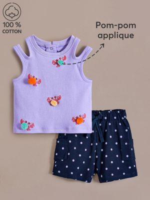 Buy Hopscotch Top Pom-Pom Cotton Cut-Out Short Set (6-9 Months) Online