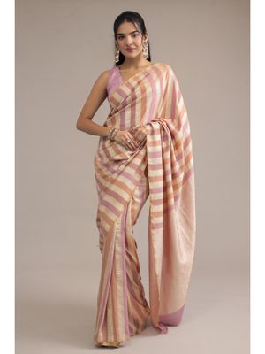 Buy Zari Jaipur Crush Texture and Stripe Tissue Saree with Unstitched ...