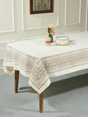 Buy Fabindia Gulbagh Hand Block Printed Cotton Table Cover (4 Seater ...