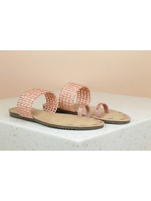Buy Inc.5 Embellished Sequined Peach Flats Online