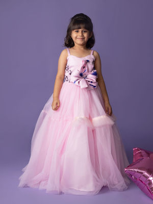 Buy ZIP ZAP ZOOP Pink Floral Magical Look Bow Gown Dress (3-4 Years) Online