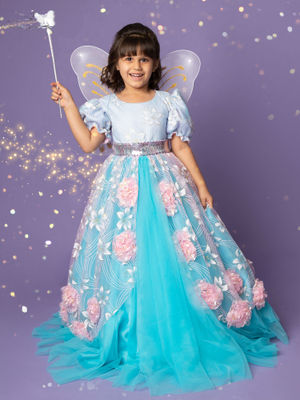 Buy ZIP ZAP ZOOP Blue and Pink Ultimate Princess Look Party Gown (3-4 ...