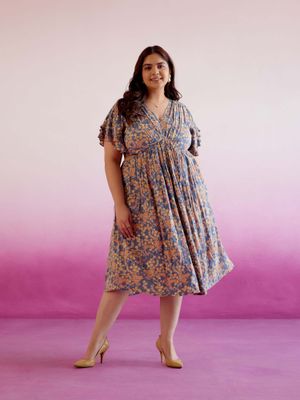 Buy Sonsie Women Blue Floral Midi Plus Size Dress Online