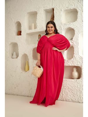 Buy Sonsie Women Pink Self Design Maxi Plus Size Dress Online