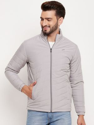Buy SPIRIT Mens Silver Solid Jacket Online
