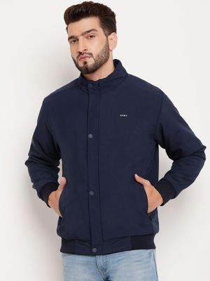 Buy SPIRIT Mens Blue Solid Jacket Online