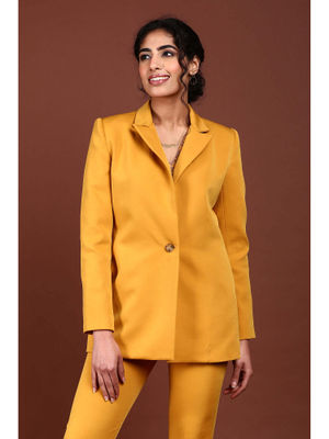 Buy SALT Attire Mustard Formal Longline Blazer Online