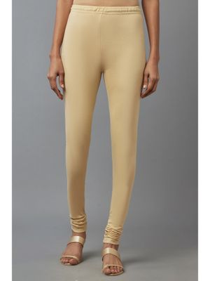 Buy W Beige Solid Churidar (L) Online