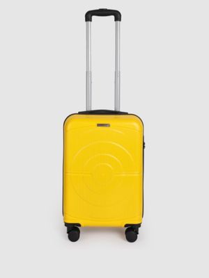 Buy Teakwood Unisex yellow Solid Hard Sided Cabin Trolley Bag (S) Online