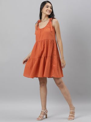 Buy RAREISM Melt Rust Dress Online