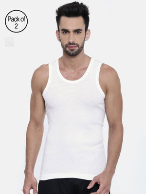 Buy Dixcy Scott Mens Ribbed Vest Body Fit Solid Innerwear (pack Of 2 ...