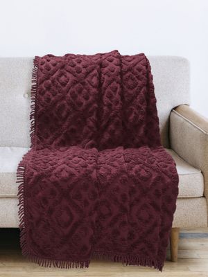 Buy Saral Home Soft Cotton Tufted 2 Seater Throw (Maroon, 140 x 160 cm ...
