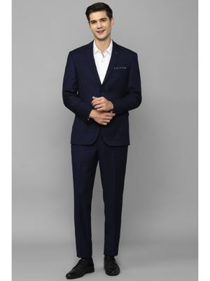 Buy Allen Solly Men Navy Blue Slim Fit Check Formal Two Piece Suit (Set ...
