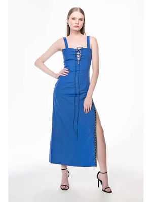 Buy Label Aparna Rawat Blue Long Slit Dress (XS) Online