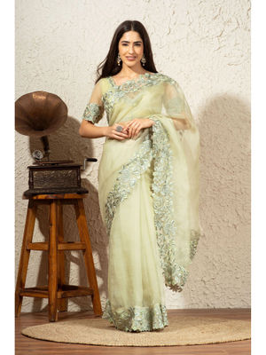 Buy Ruhm Green Pristine Thread Elegance with Stitched Blouse Online