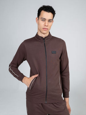Buy EDRIO High-Contrast Brown Jacket for Men (S) Online