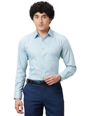 Buy Raymond Slim Fit Self Design Medium Blue Shirt Online