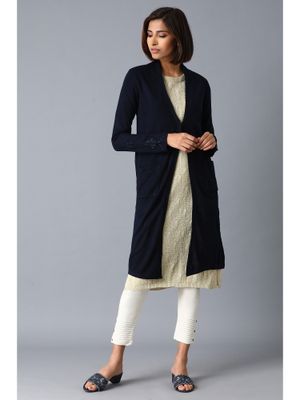 Buy W Dark Blue Long Cardigan (S) Online