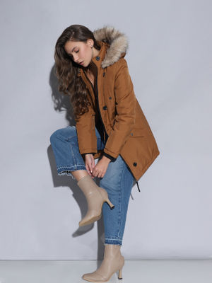 Buy VERO MODA Brown Winter Hooded Parka Jacket Online