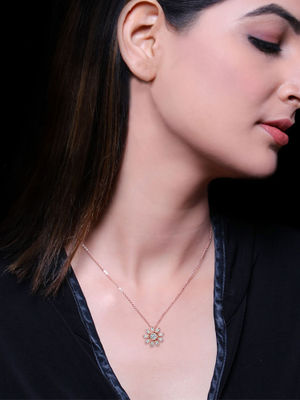 GIVA Pendants : Buy GIVA 925 Sterling Silver Rose Gold Baguette Flower ...