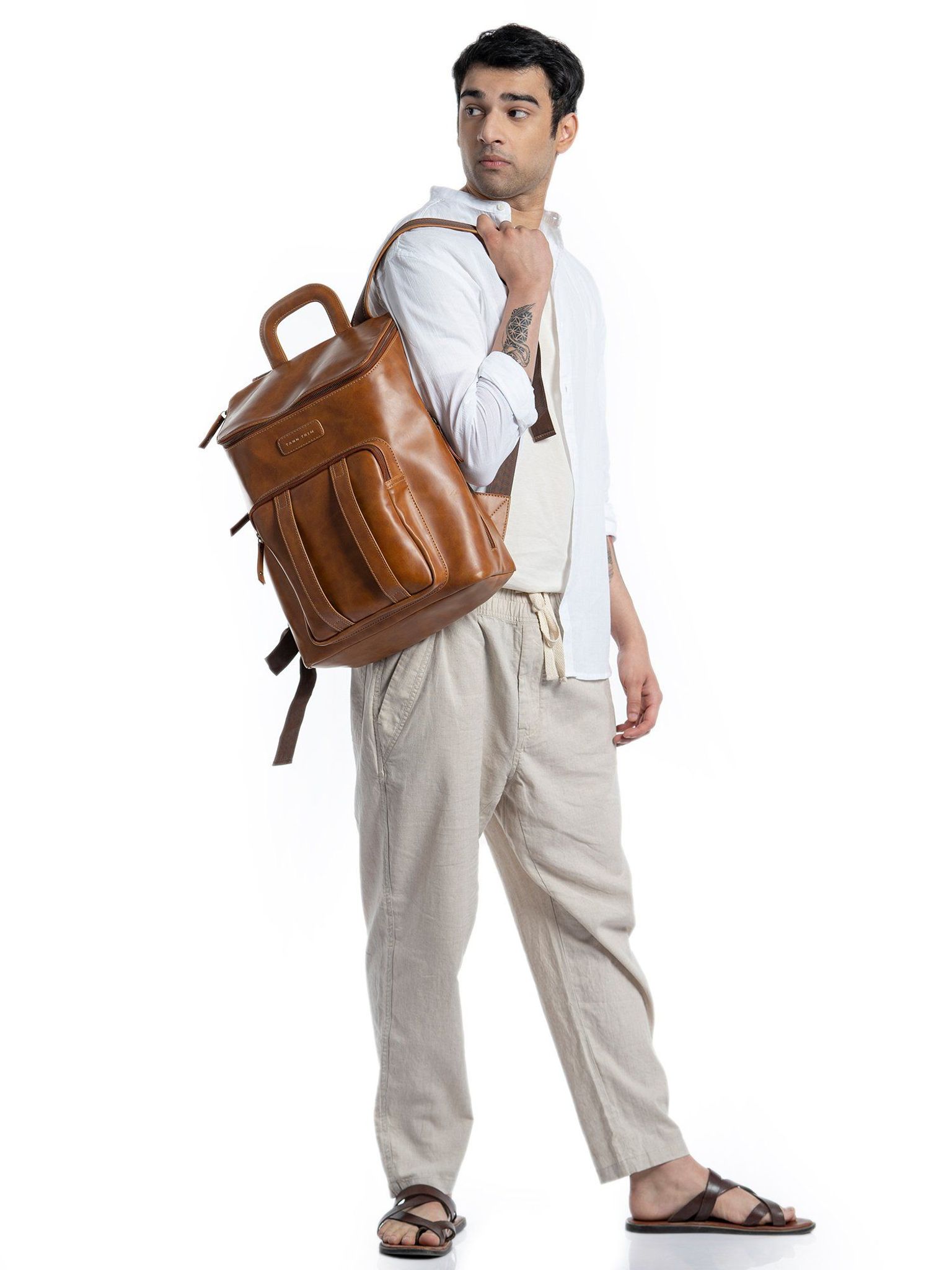 Buy TANN TRIM Metro Movers Brown Backpack Online