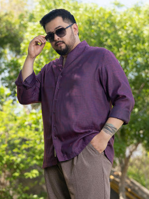 Buy Instafab Plus Mens Violet Purple Distortion-Texture Shirt (3XL) Online