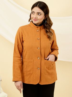 Buy Jaipur Kurti Orange Quilted Ethnic Jacket Online