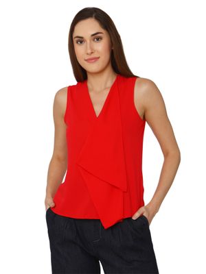Buy VERO MODA Red Solid Sleeveless Top Online