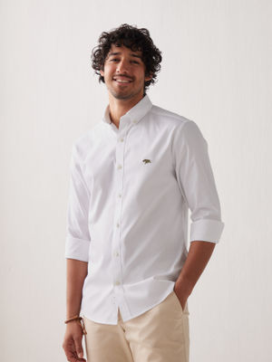 Buy Andamen Essential White Olive Mark Regular Fit Online