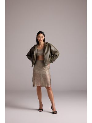 Buy The Dapper Lady Olive Midi Skirt (XS) Online