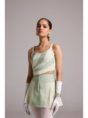 Buy The Dapper Lady Green Nova Pleated Skirt (XS) Online