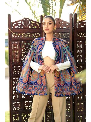 Buy NEIZA Classic Blue Paisley Cape Online
