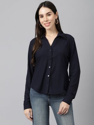 Buy Xpose Women Navy Comfy Slim Fit Casual Shirt Online
