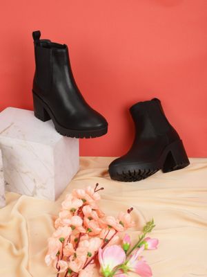 Buy Truffle Collection Black Solid Boots Online