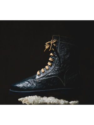 Kavith Sainaani Lace-Up : Buy Kavith Sainaani Teal Crinkle Boots With ...