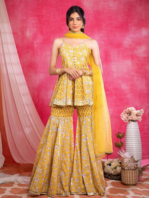 Buy Stylish Yellow Sharara Collection At Best Prices Online