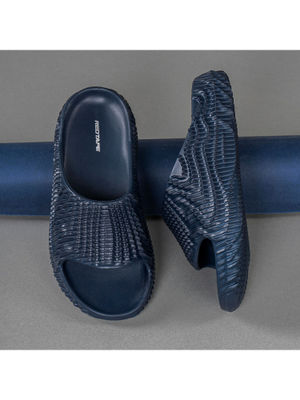 Buy Red Tape Men Textured Navy Blue Sliders (UK 7) Online