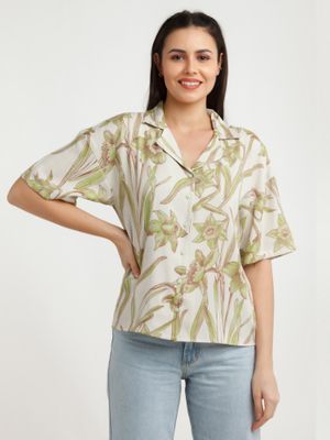 Buy Zink London Womens Off White Printed Shirt Online