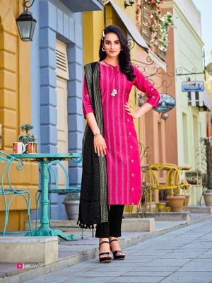 Buy Atha Fashion Pink Selina Grace Kurta with Pant & Dupatta (38) Online