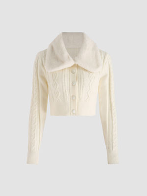 Buy Cider Romantic Cable Knit Crop Jacket (S) Online