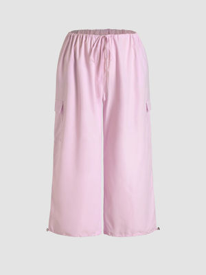 Buy Cider Solid Low-Rise Parachute Cargo Pants Curve & Plus (XL) Online