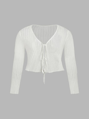 Buy Cider Solid Texture Knotted Cardigan Curve & Plus (4XL) Online