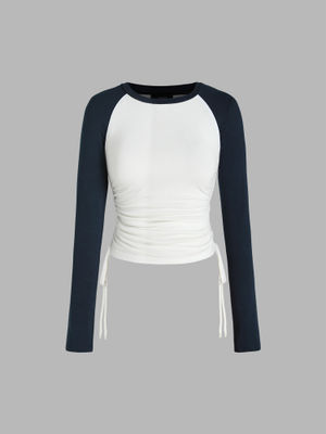 Buy Cider Raglan Sleeve Patchy Long Sleeve Top (XS) Online