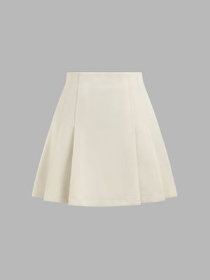 Buy Cider Solid Mid Waist Pleated Mini Skirt (S) Online