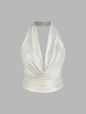 Buy Cider Cowl Neck Backless Crop Top with Solid Tube Top (L) Online