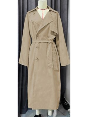 Buy Cider Collar Solid Pocket Trench Coat (S) Online